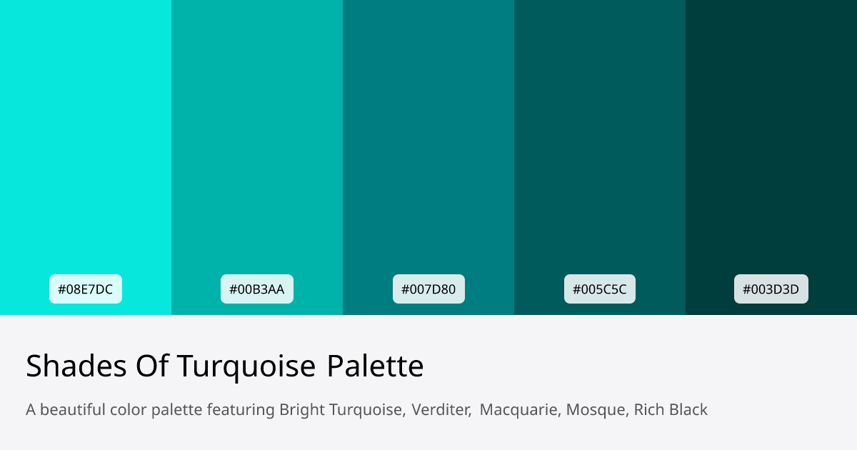 Shades Of Turquoise Color Palette